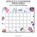 4th July Printable Monthly Calendar, 4th July Calendar, 4th July ...