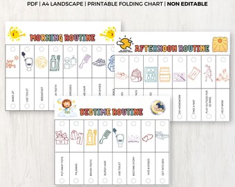 Editable Kids Flip Routine Charts Bundle, Morning Chart, Bedtime ...