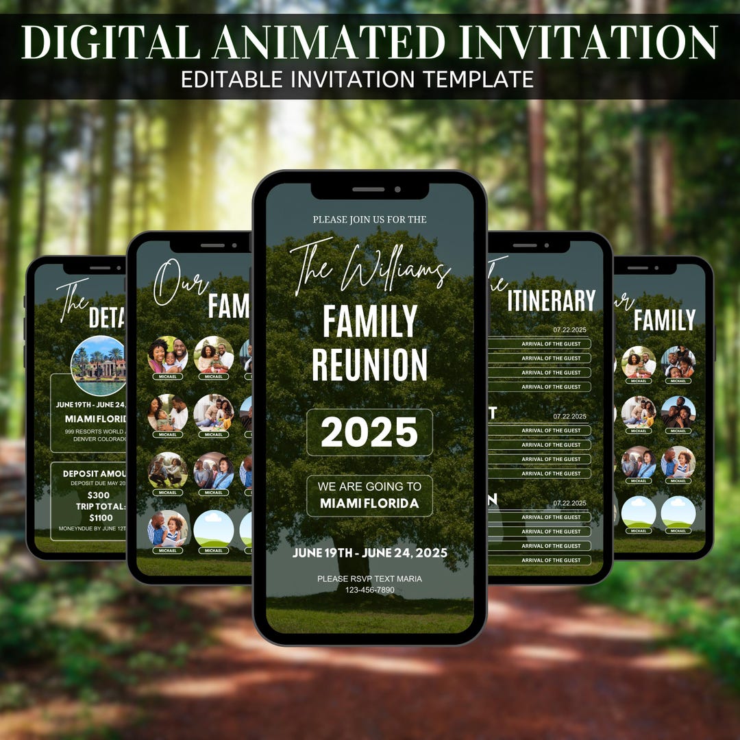 Digital Family Reunion Itinerary, Family Reunion Schedule, Itinerary ...