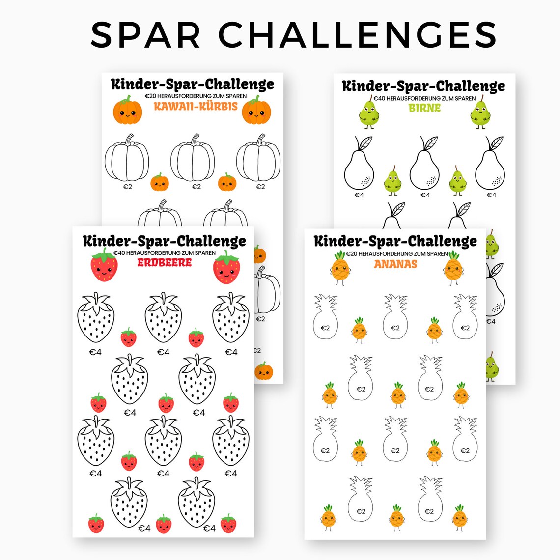 Kinder Spar Challenge Zum Ausdrucken, Obst Mix Spar Challenge, Mini ...