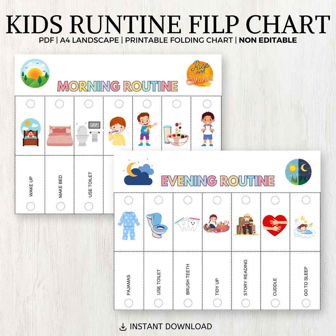 Morning Routine Chart Printable, Flip Chart, Morning Routine, Flip ...