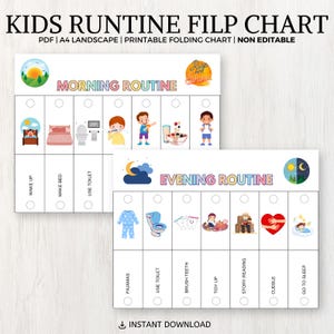 Morning Routine Chart Printable, Flip Chart, Morning Routine, Flip ...
