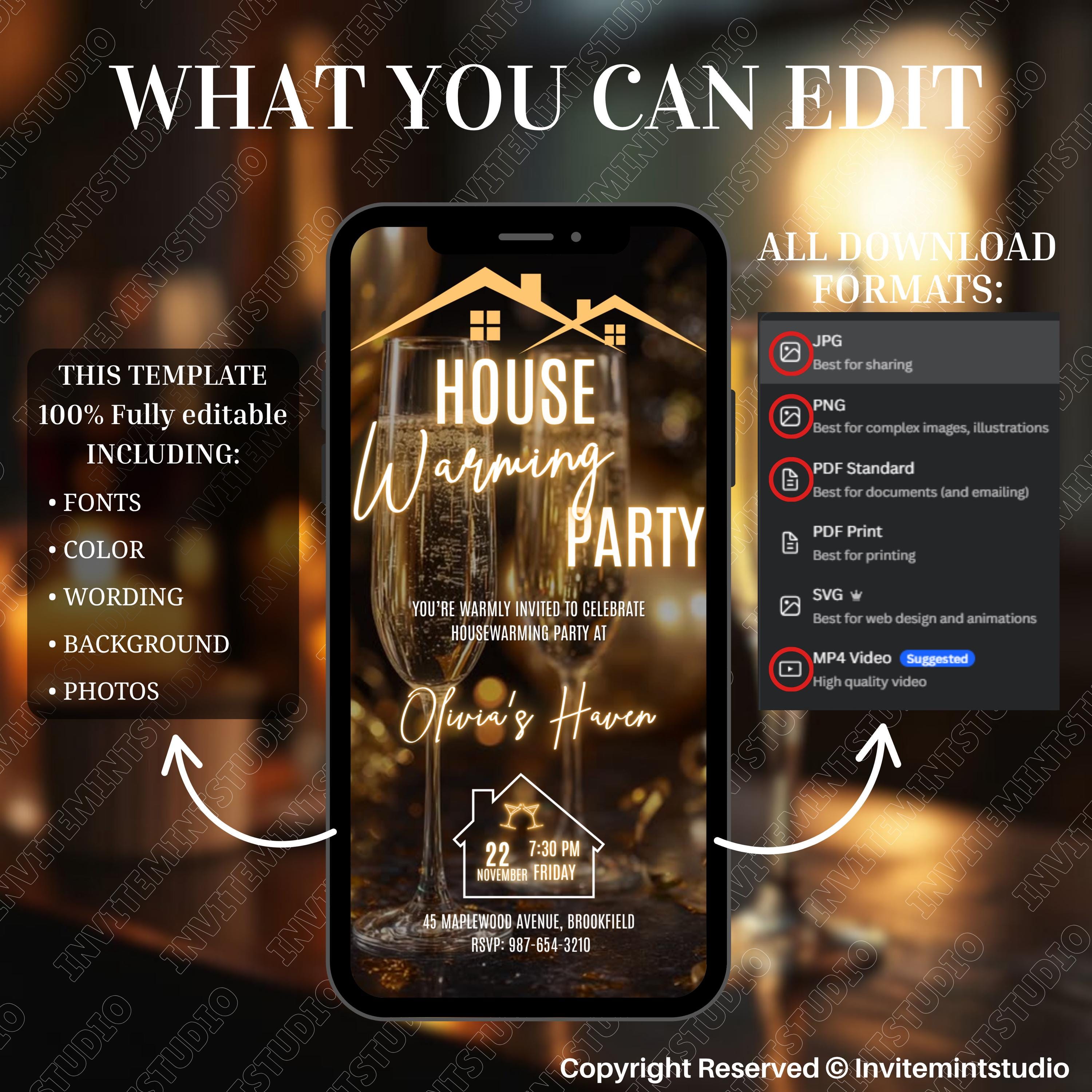 Animated Housewarming Party Invitation, Editable New Home Celebration ...