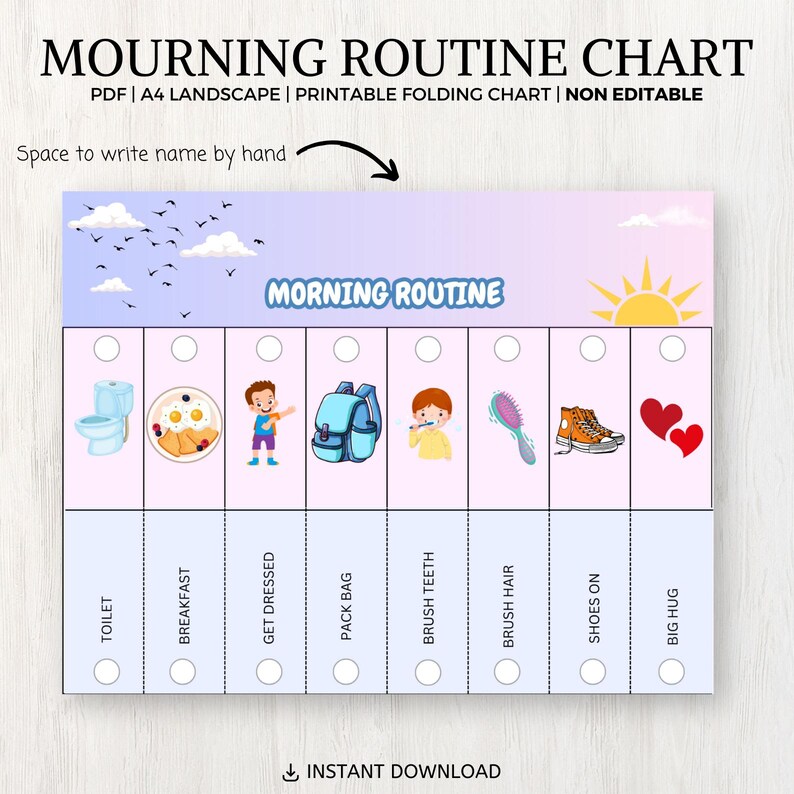 Morning Routine Chart Printable, Flip Chart, Morning Routine Flip Chart ...