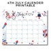 4th July Printable Monthly Calendar, 4th July Calendar, 4th July ...