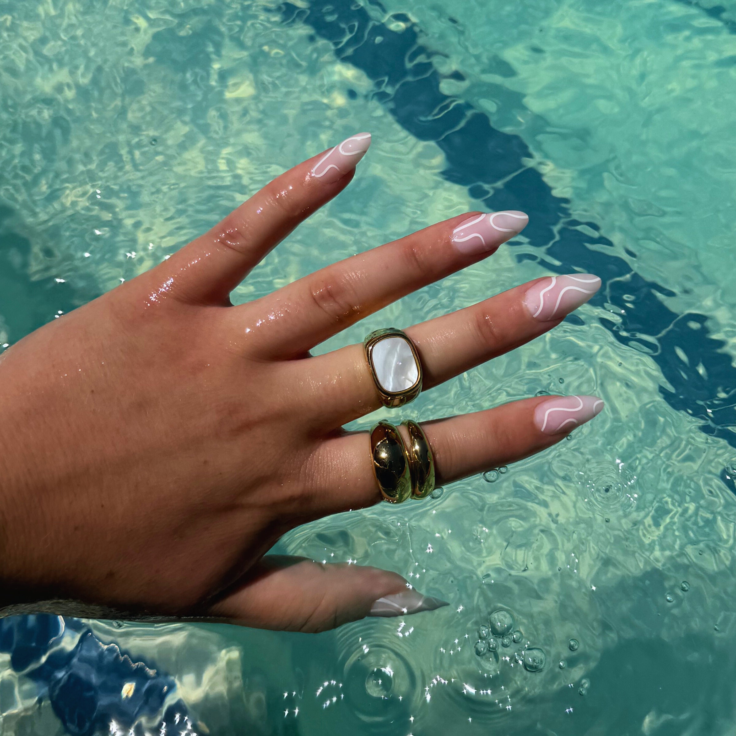 Chunky Gold Rings set of 2, Waterproof 18K Gold Plated Statement Dome ...