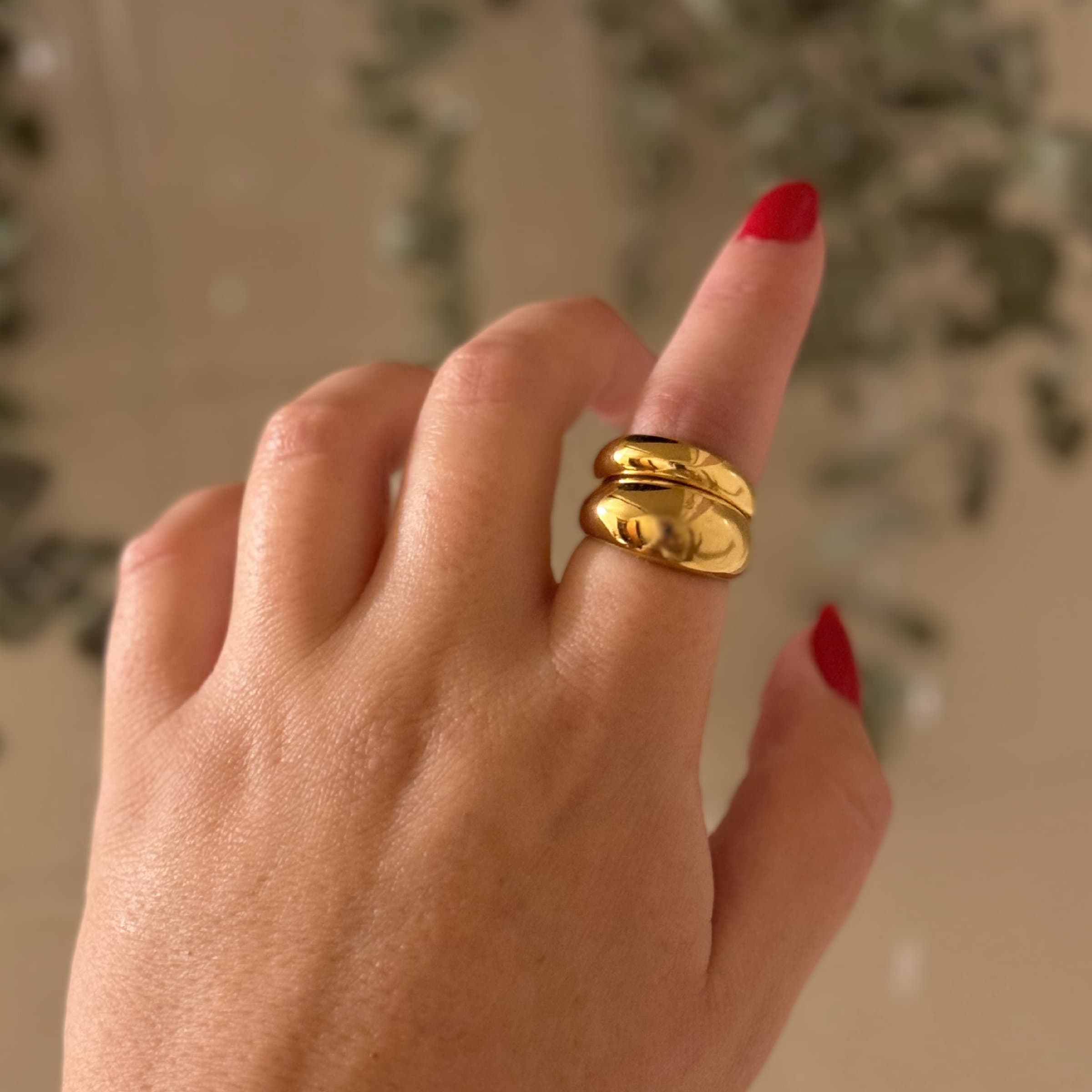 Chunky Gold Rings set of 2, Waterproof 18K Gold Plated Statement Dome ...