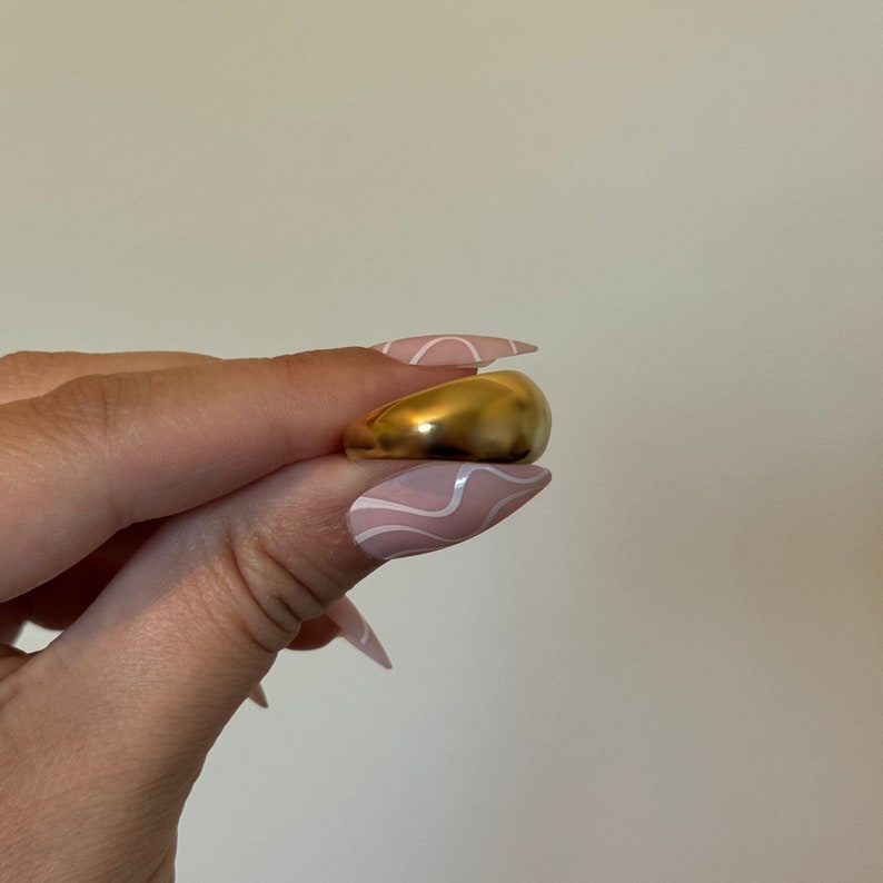 Chunky Gold Rings set of 2, Waterproof 18K Gold Plated Statement Dome Stacking Ring Set - Etsy