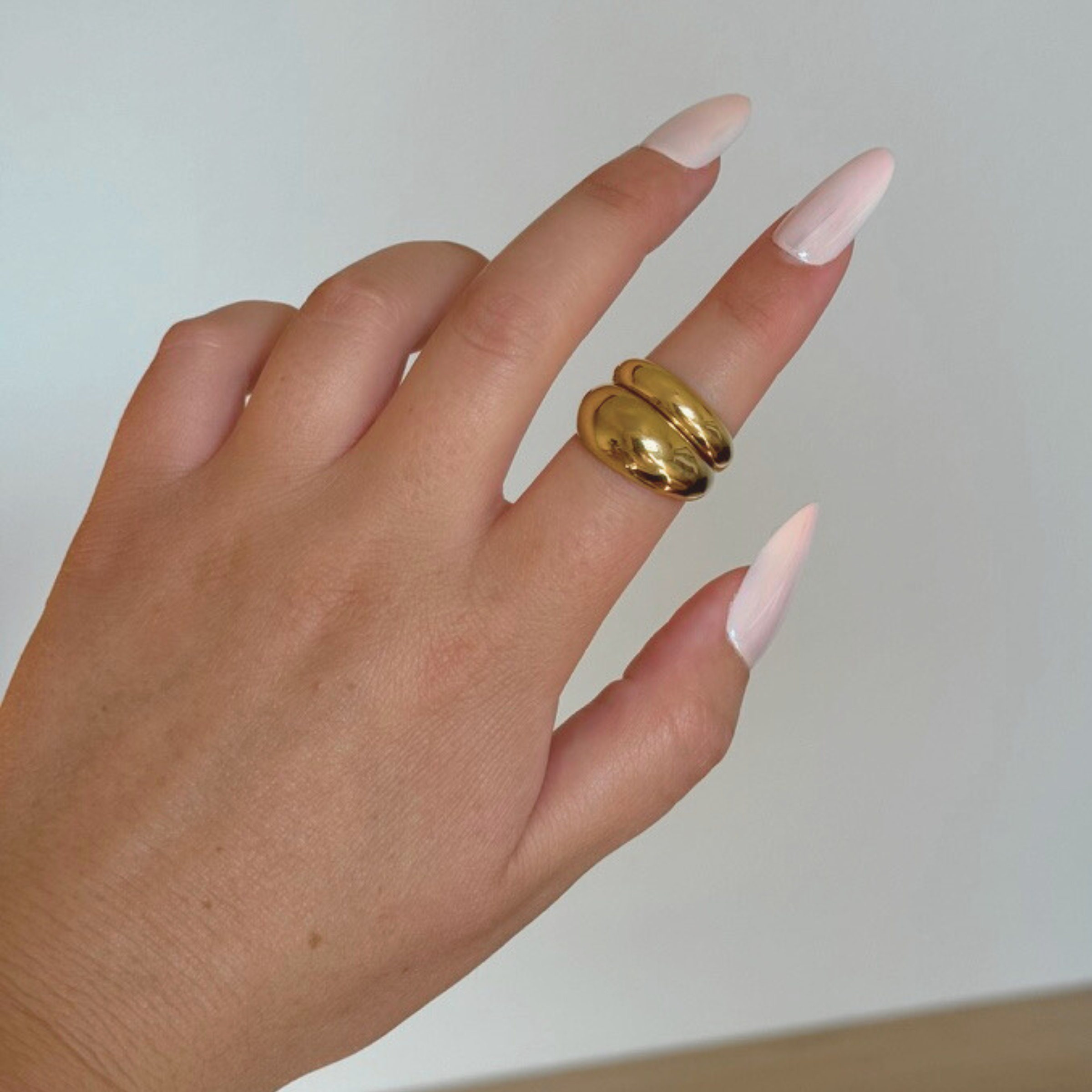 Chunky Gold Rings set of 2, Waterproof 18K Gold Plated Statement Dome Stacking Ring Set - Etsy