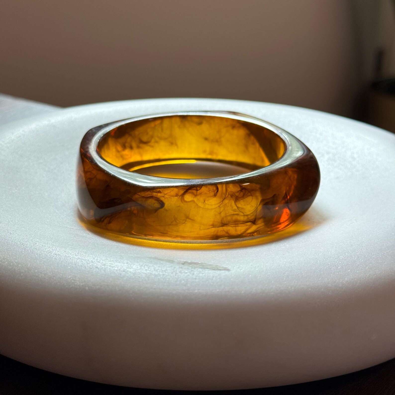 Resin Bangle Bracelet Chunky Lucite Acrylic Bangle Bracelet in Smoked ...