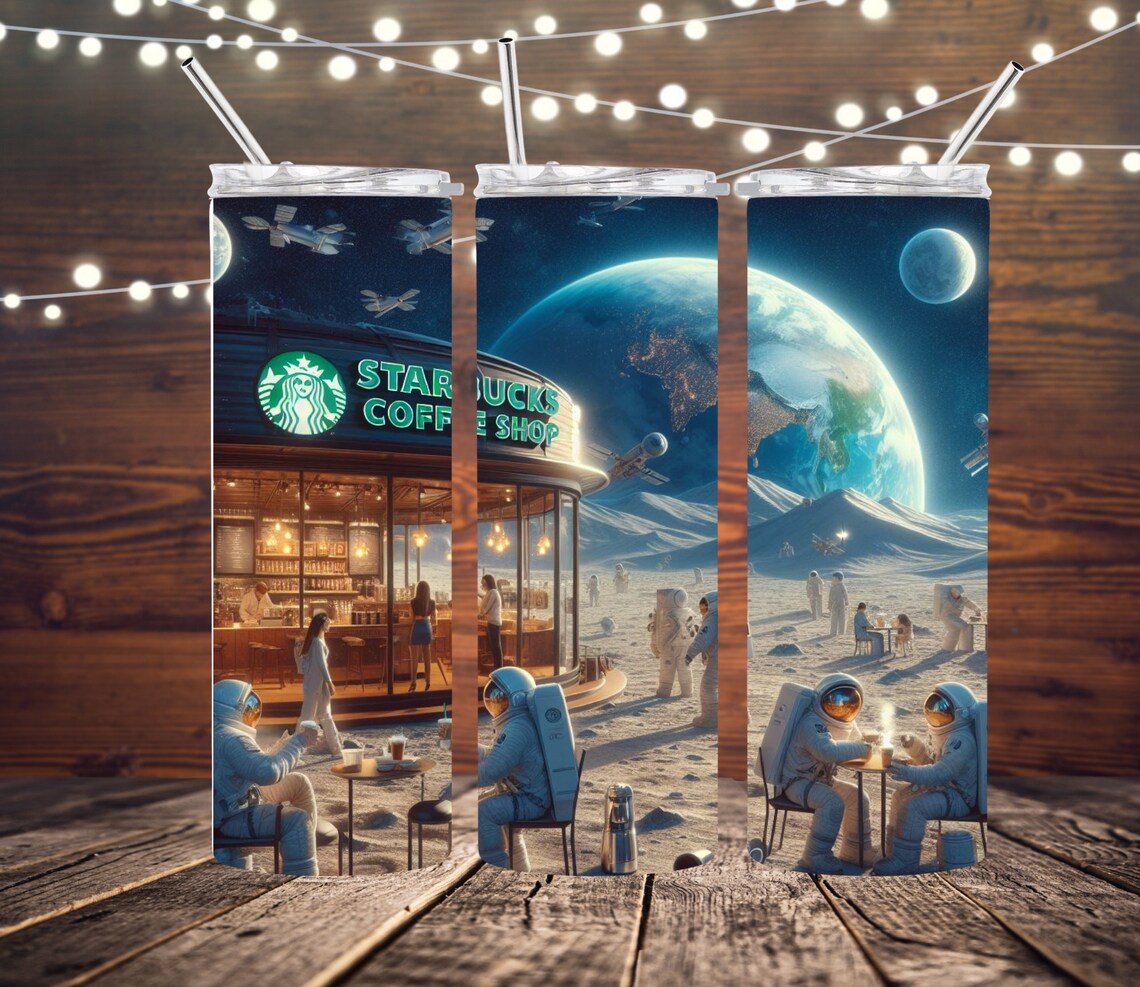 Coffee on the Moon Tumbler Wrap, Star Bucks Coffee Wrap, 20oz Tumbler ...