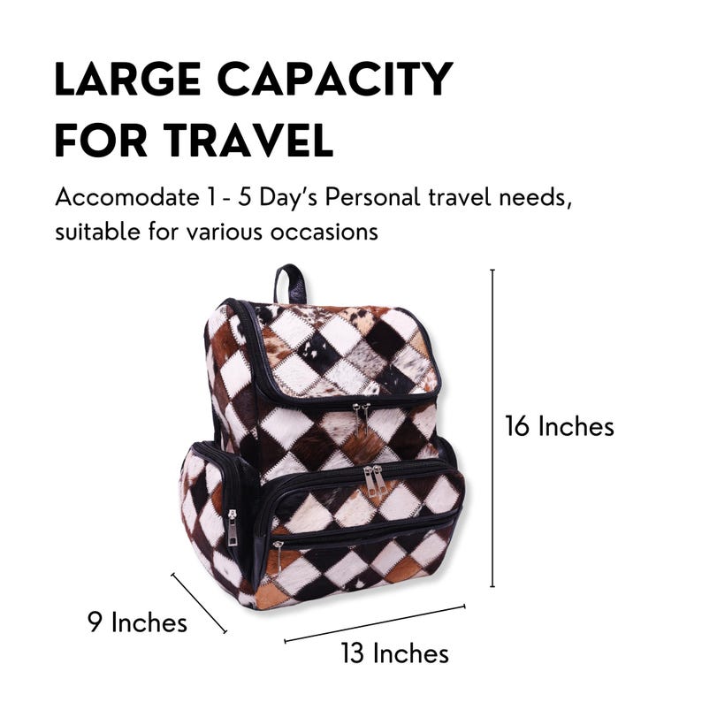 Handmade Black Cowhide Patch Backpack Animal Print Unique Travel ...