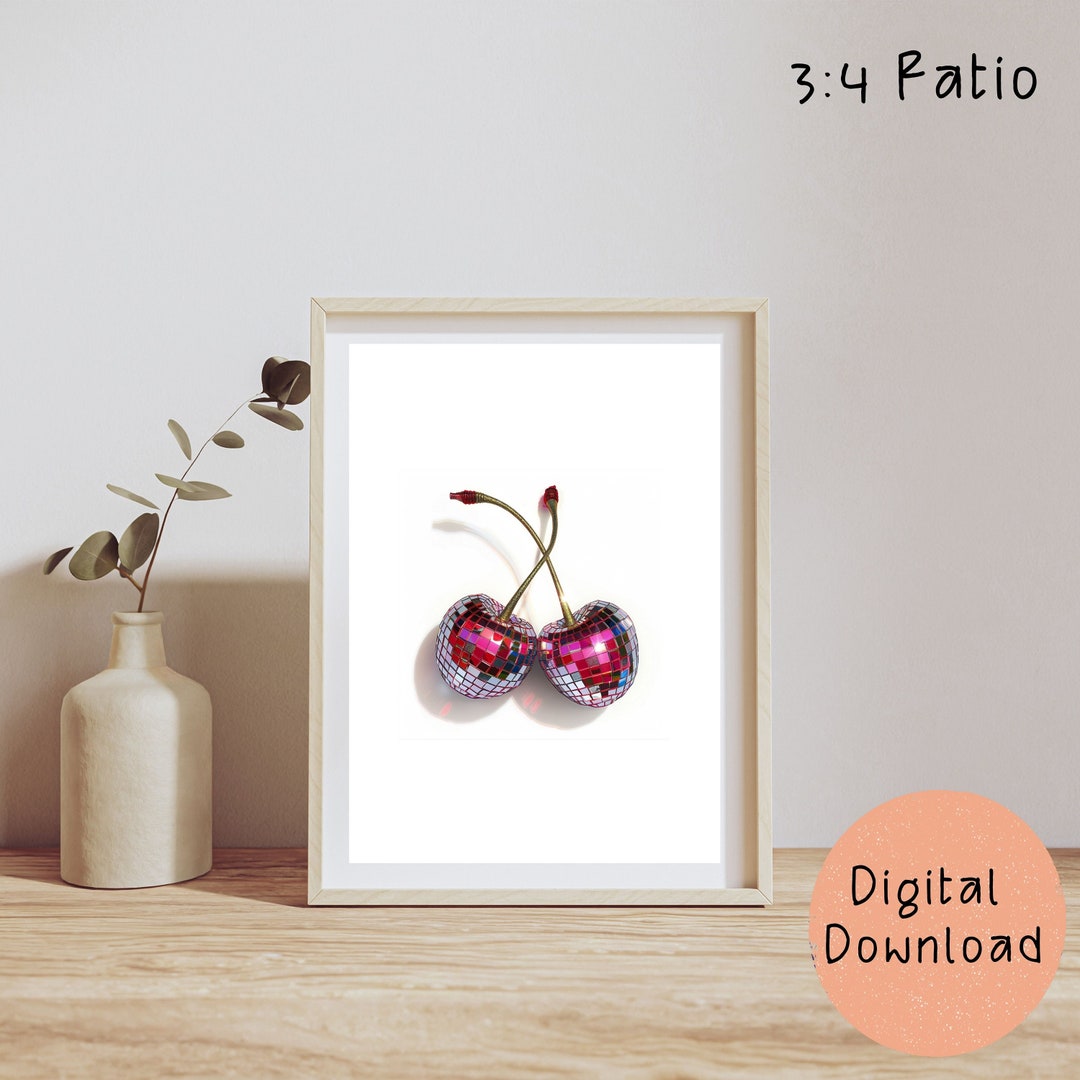 Disco Cherries Art Print Wall Art Poster Disco Cherries Painting Disco ...