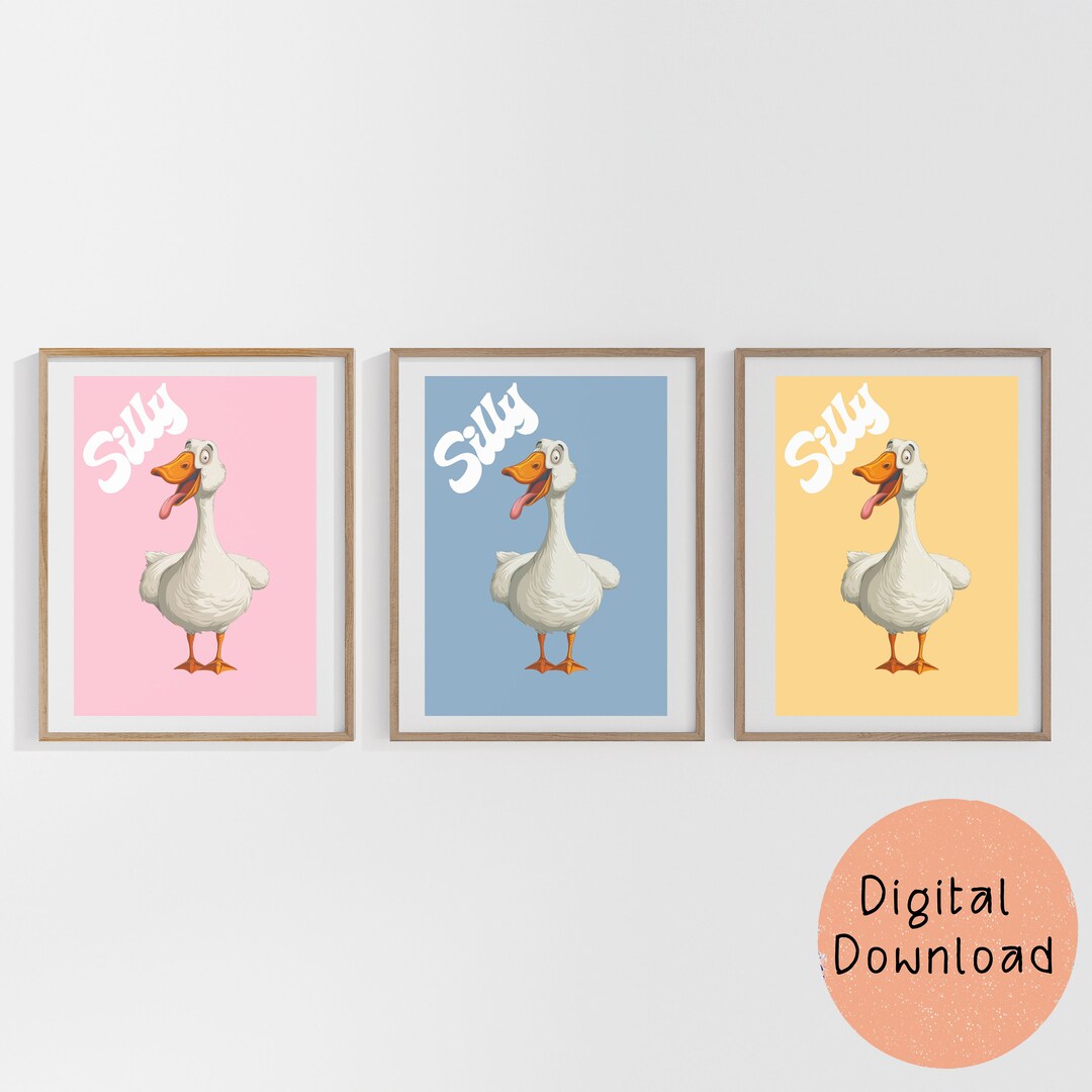 Silly Goose Wall Art Cute Goose Poster Neutral Girl Nursery Decor Goose ...