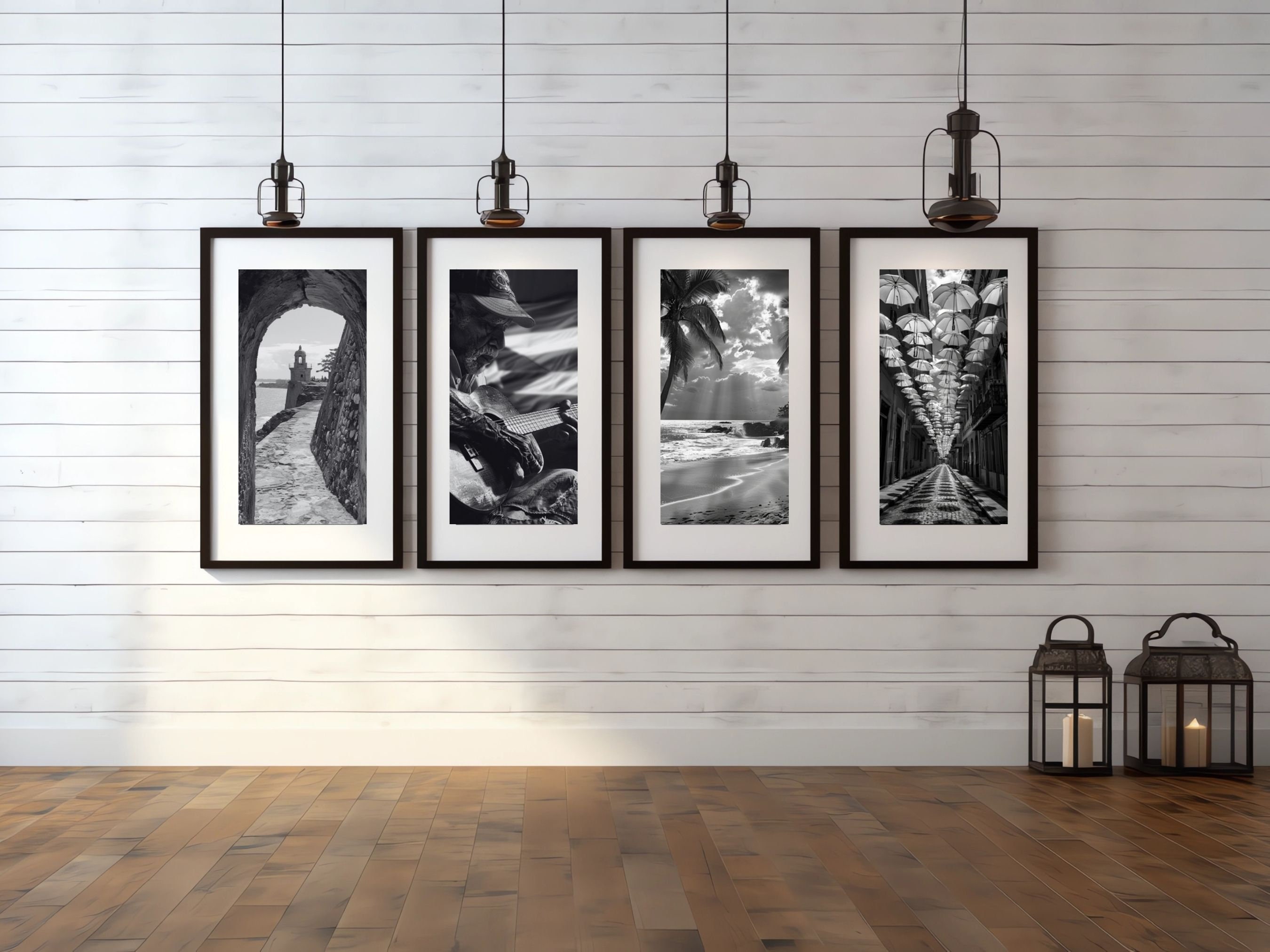 Puerto Rico Black and White Photo 7 Piece Wall Art Puerto Rico Set of 7 ...
