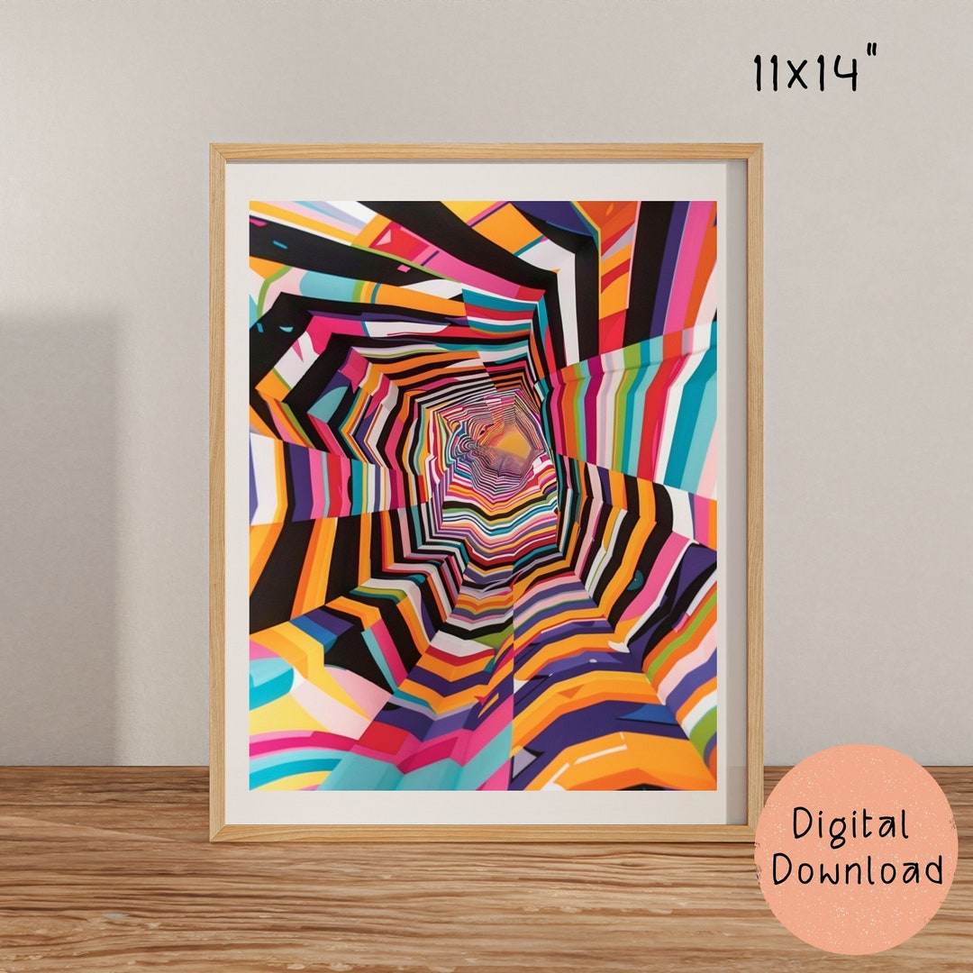 Hypnotic Optical Illusion Print, Illusion Artwork, Modern Op Art ...