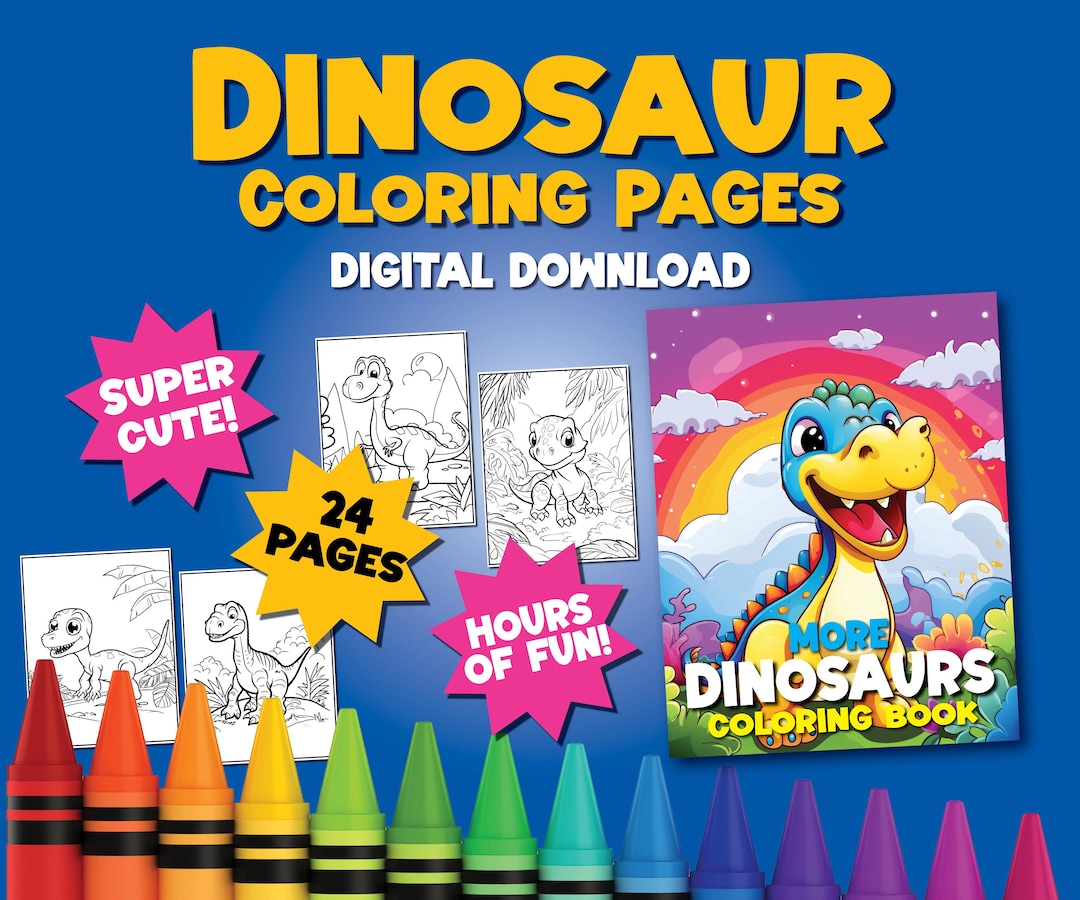 Dinosaur Coloring Bundle, Printable Activity Worksheets for ...