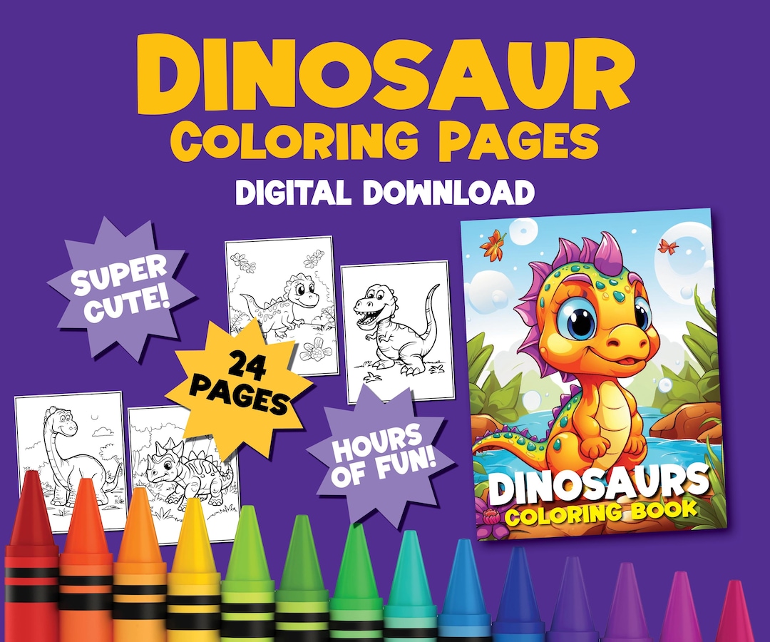 Dinosaur Coloring Bundle, Printable Activity Worksheets for ...
