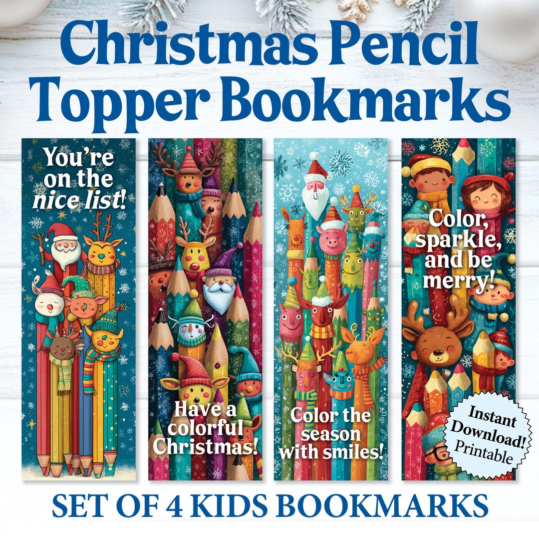 Christmas Pencil Bookmarks for Kids | Holiday Classroom Gifts (digital ...