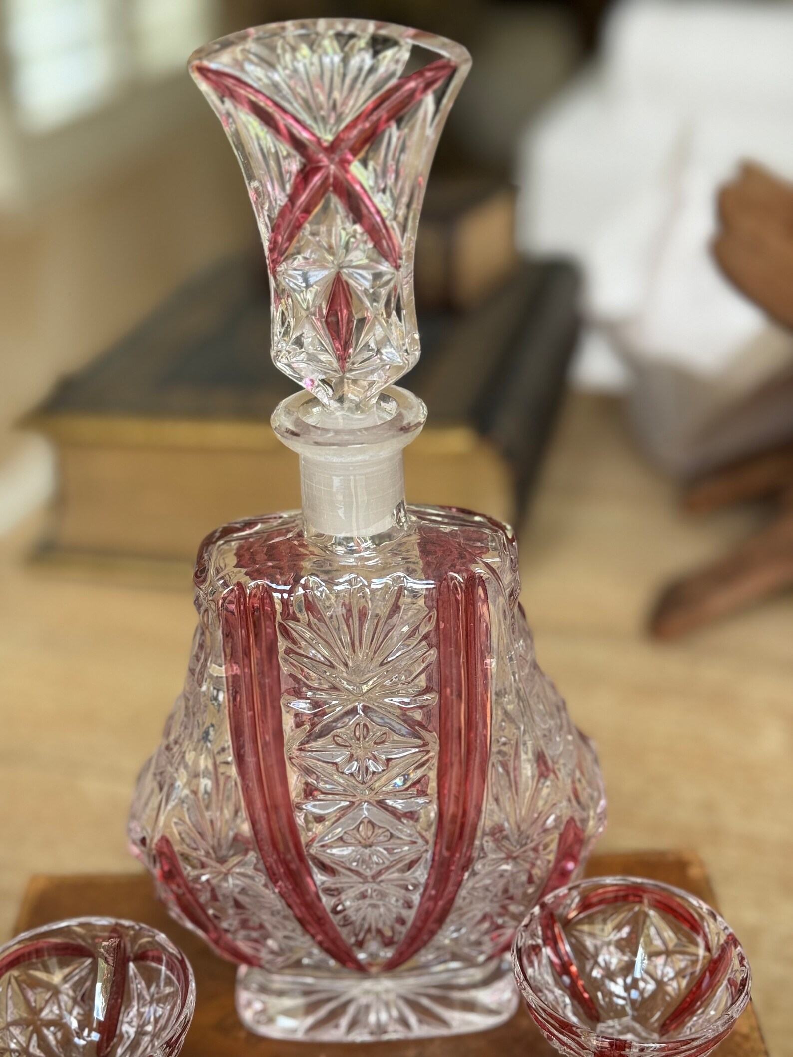 Vintage Deep Mauve Crystal Ornate Decanter and Glasses - Etsy