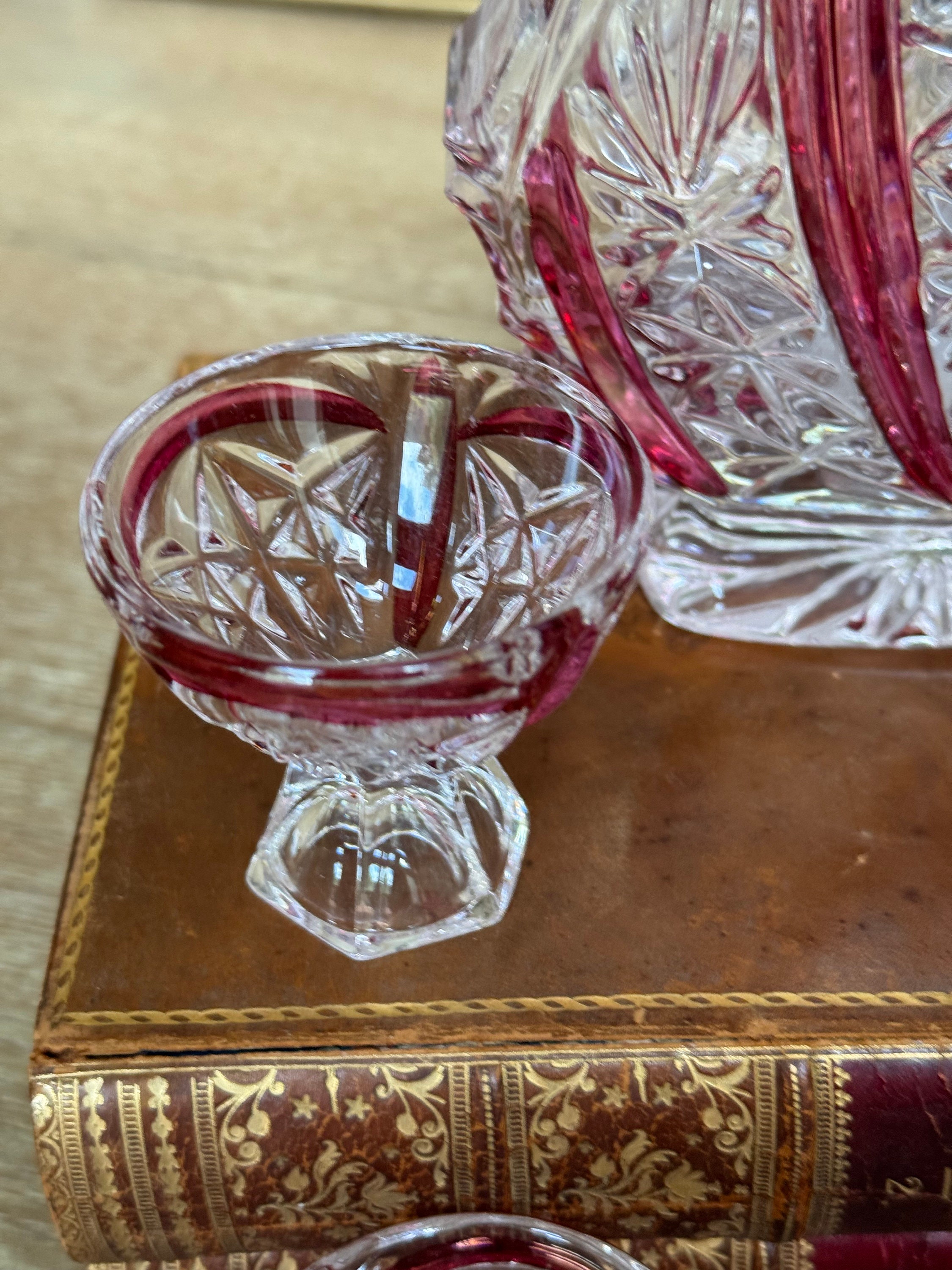 Vintage Deep Mauve Crystal Ornate Decanter and Glasses - Etsy