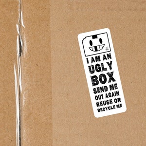 Packaging Label Ugly Box Design. Reused Box Sticker. Recycled Address ...