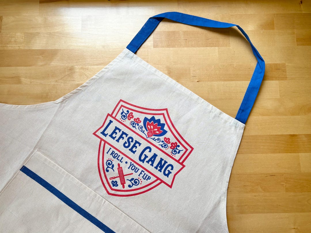 New Lefse Gang Apron. Blue and Red on Natural Cotton Flour Sack Kitchen ...