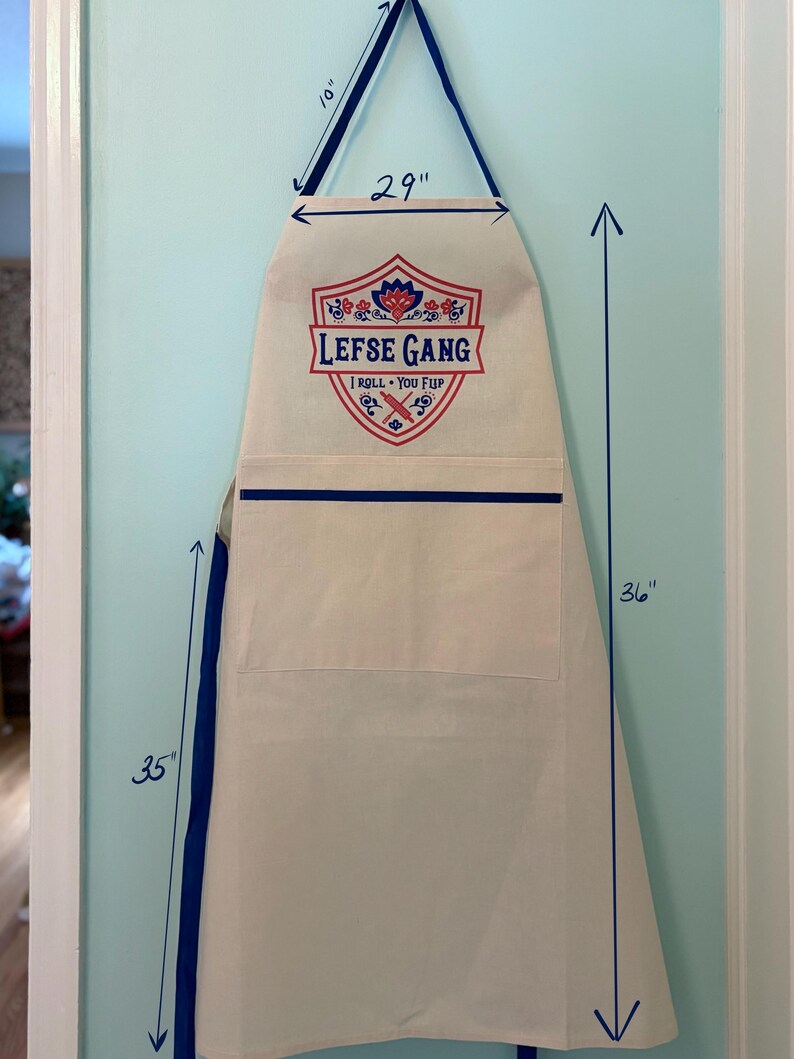 New Lefse Gang Apron. Blue and Red on Natural Cotton Flour Sack Kitchen ...
