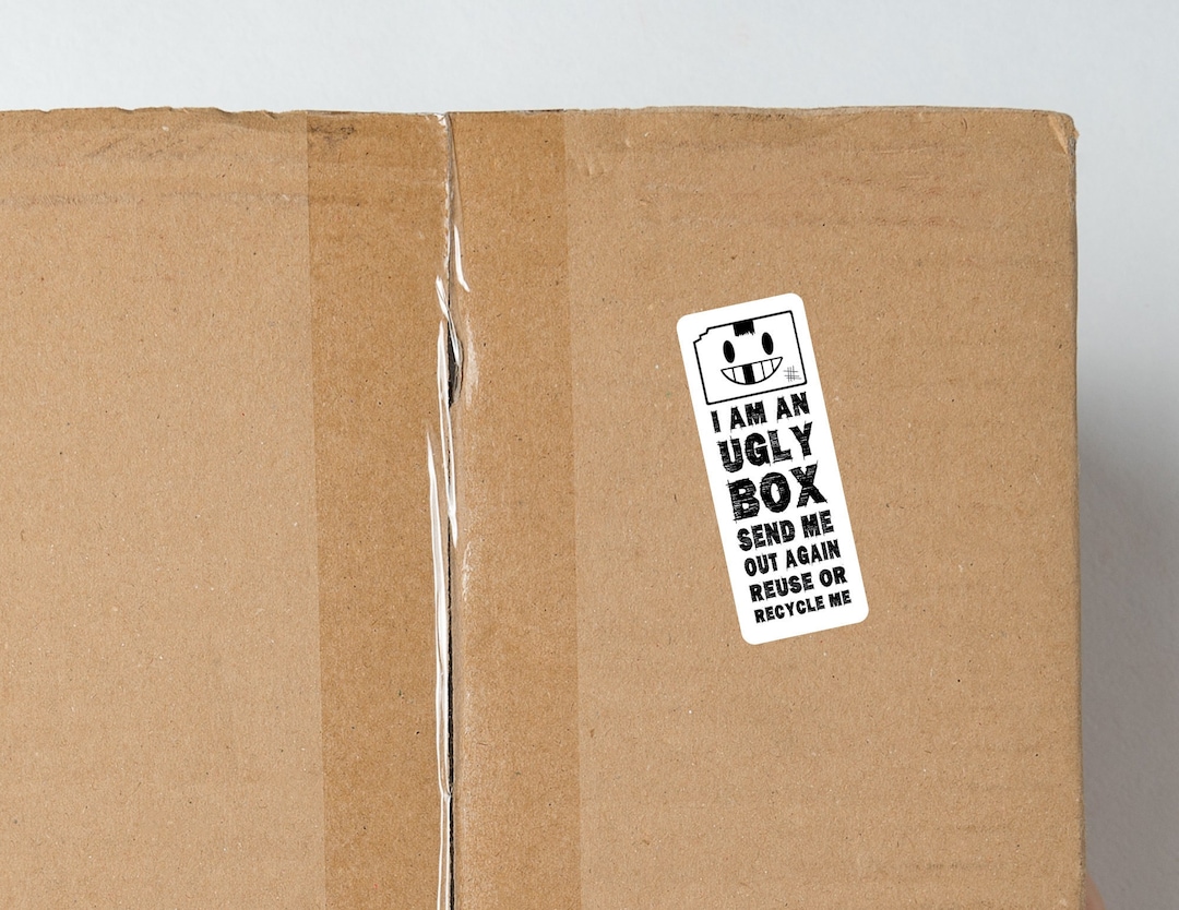 Packaging Label Ugly Box Design. Reused Box Sticker. Recycled Address ...