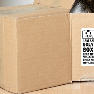 Packaging Label Ugly Box Design. Reused Box Sticker. Recycled Address ...