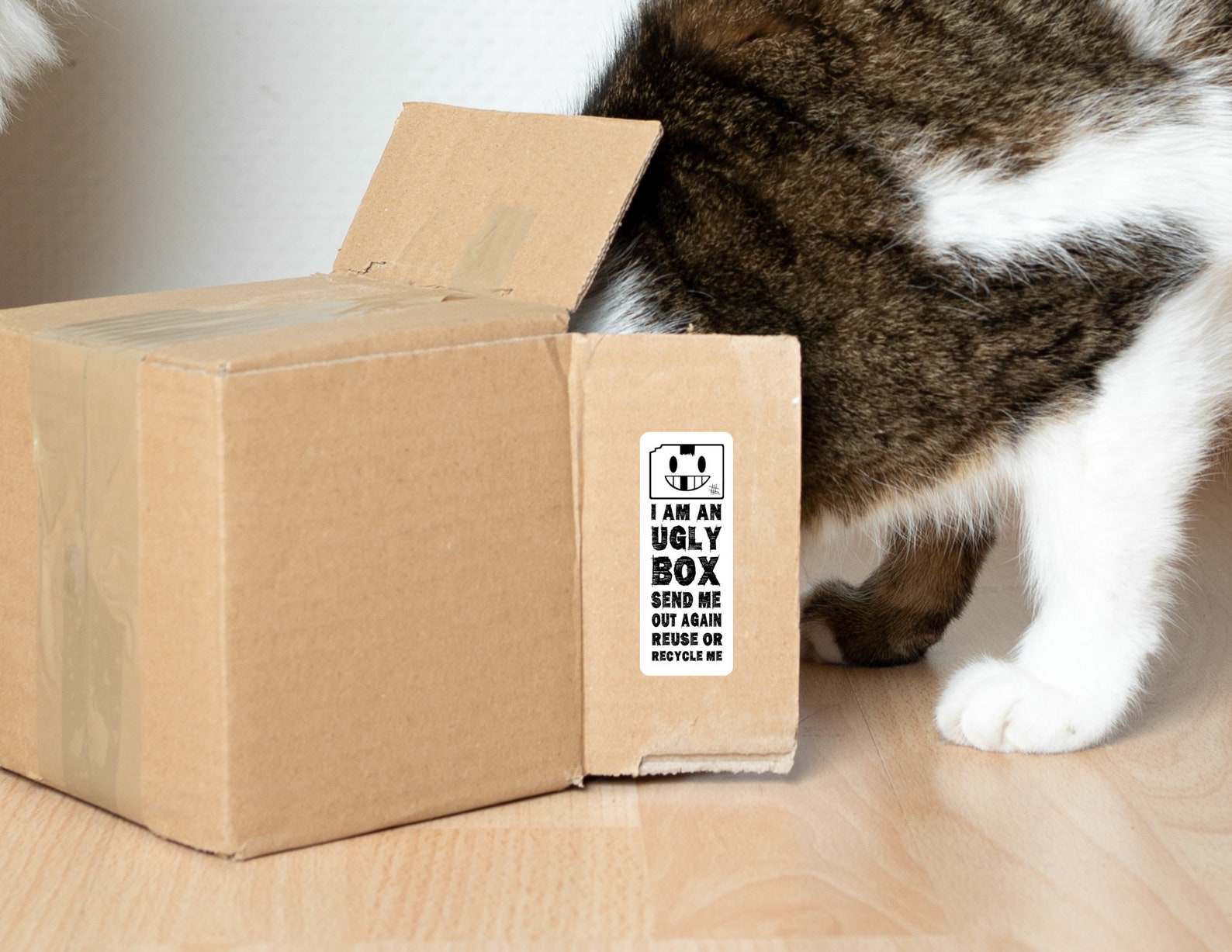 Packaging Label Ugly Box Design. Reused Box Sticker. Recycled - Etsy