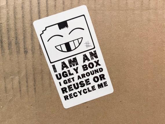 25 Small Ugly Box Shipping Stickers. 2.31 x 4 inches. Recycled | Etsy