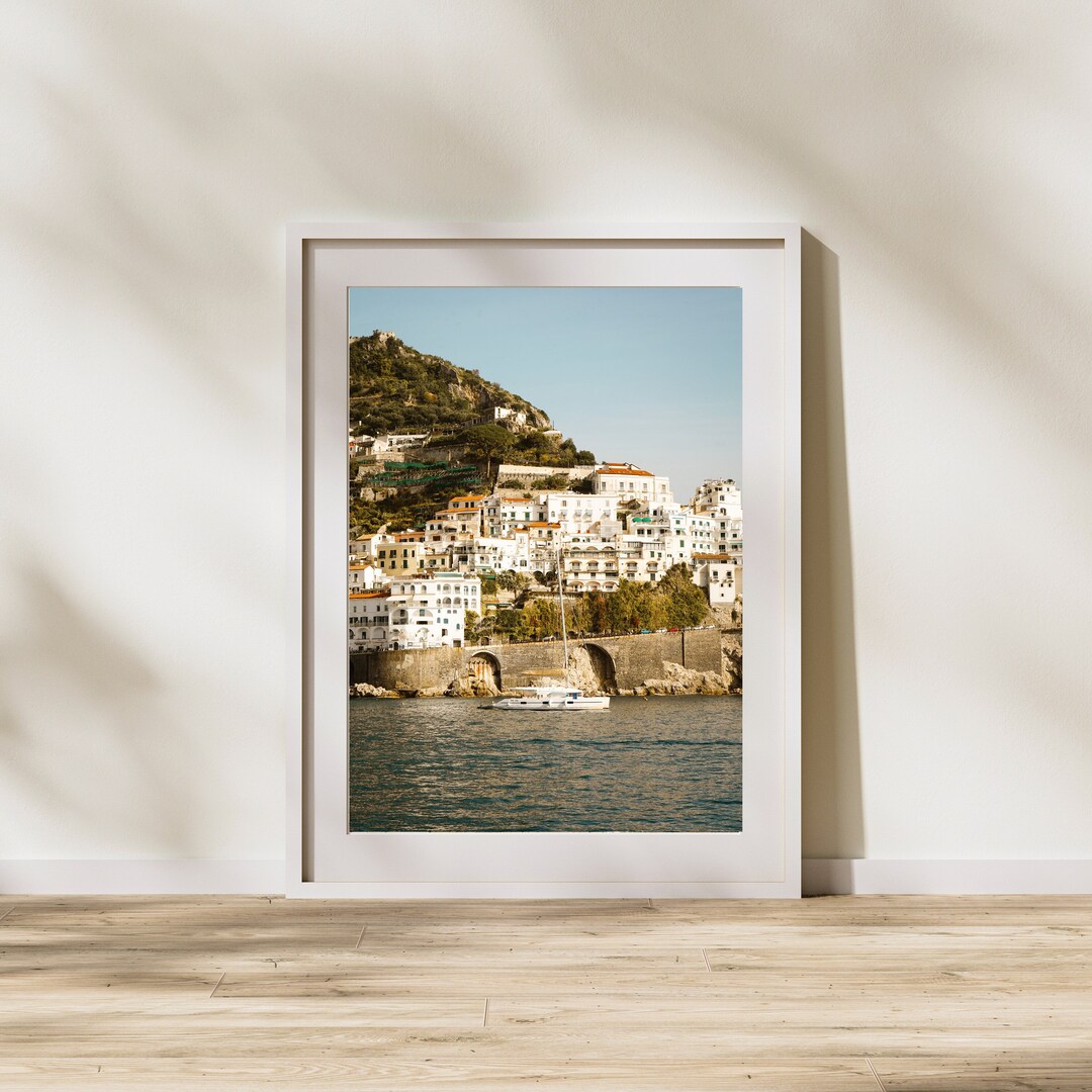 Amalfi Coast Beach Print, Italy Photography, Sailboat Catamaran Photo ...