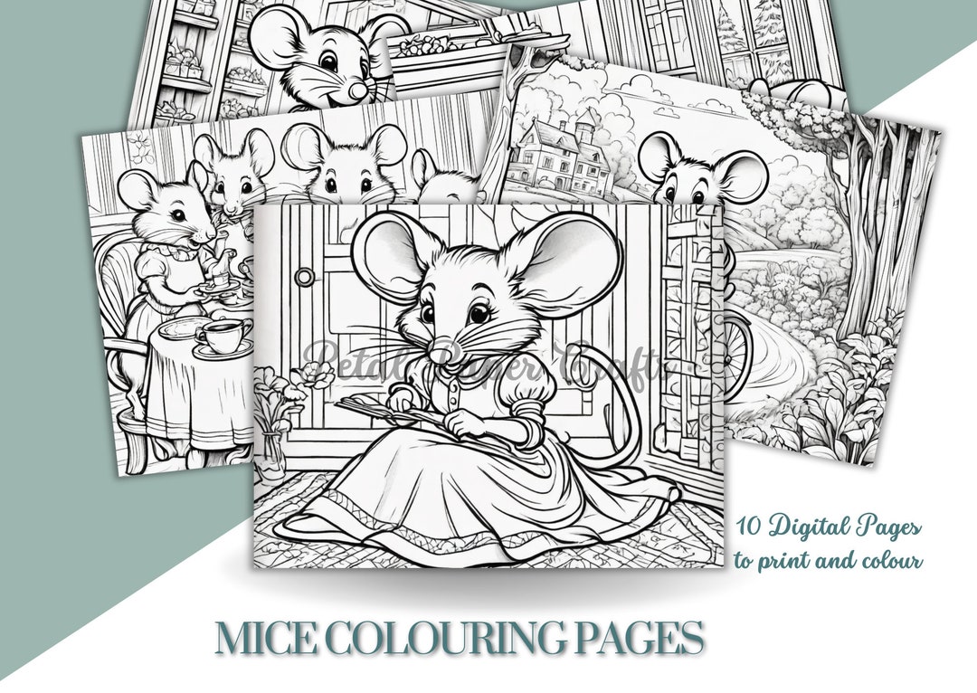 Mice Colouring Pages Adult and Children Colouring Printable, Instant ...