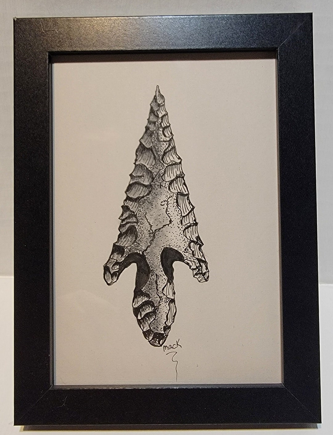 Obsidian Spearhead Hand Drawing - Etsy