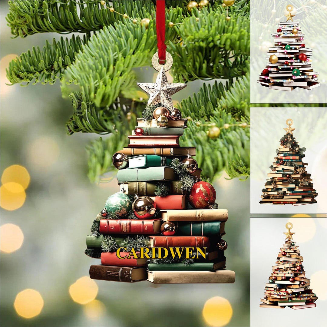 Personalized Book Lover Christmas Ornament, Christmas Book Tree ...