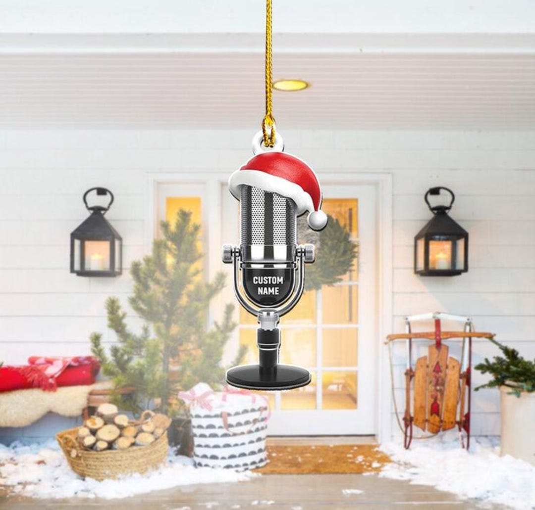 Personalized Microphone Christmas Ornament, Microphone Ornament Gift ...