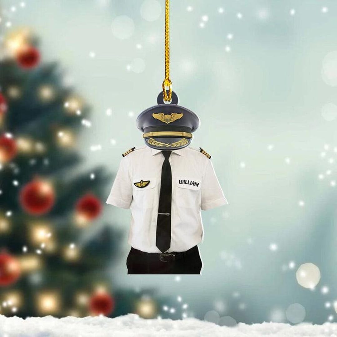 Personalized Pilot Uniform Christmas Ornament, Pilot Ornament ...