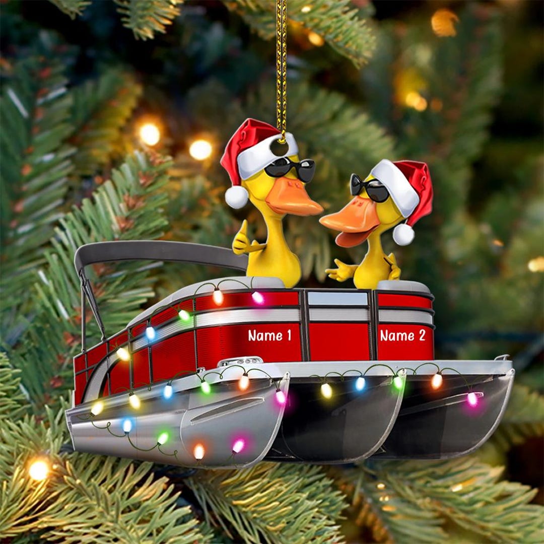 Personalized Pontoon Duck Couple Christmas Ornament, Pontoon Ornament ...