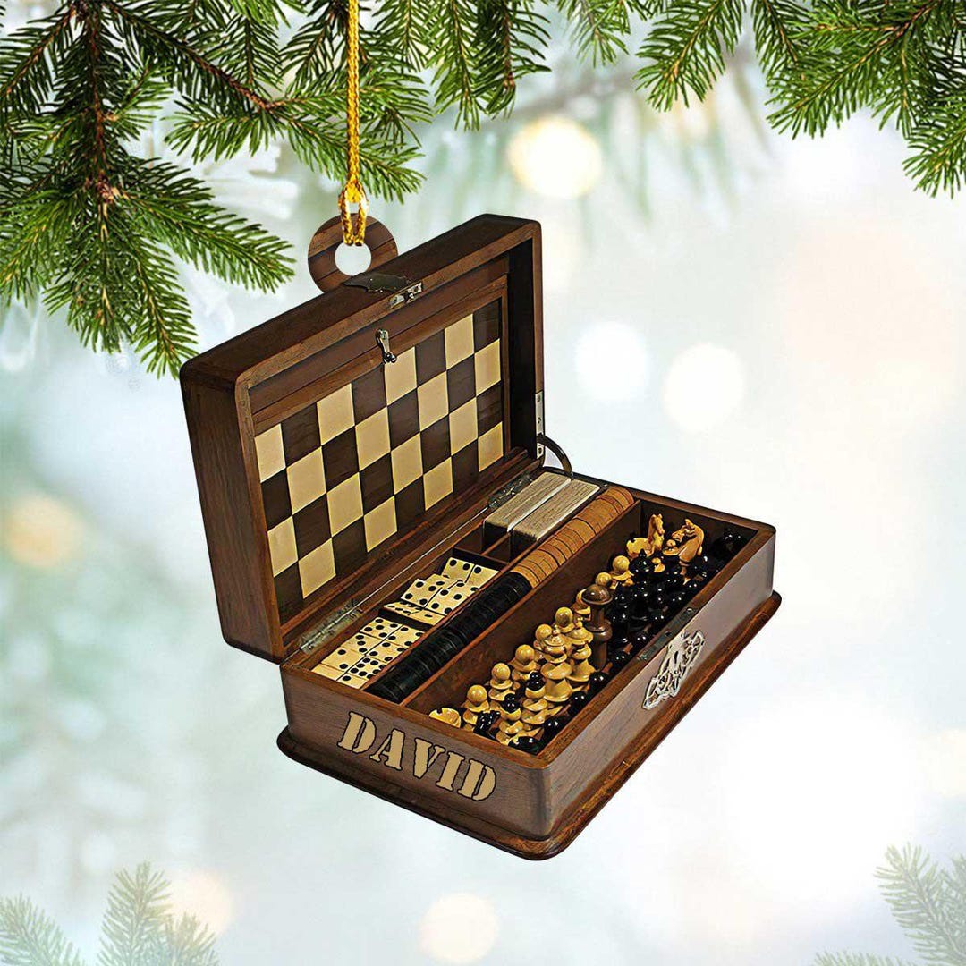 Personalized Chess Set Box Ornament, Chess Set Box Ornament, Chess Set ...