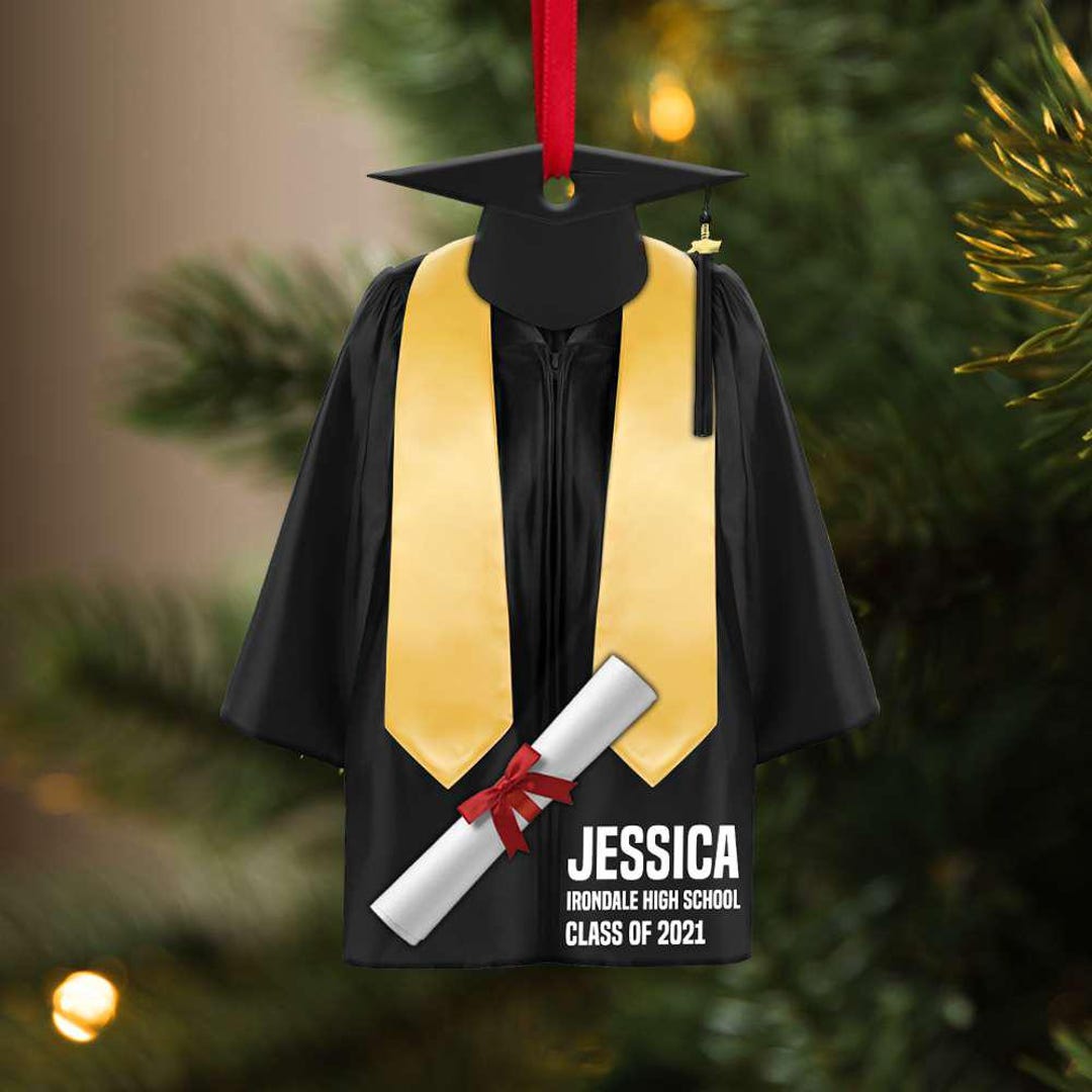 Personalized Senior Graduate Cap and Gown Christmas Ornament, Graduate ...