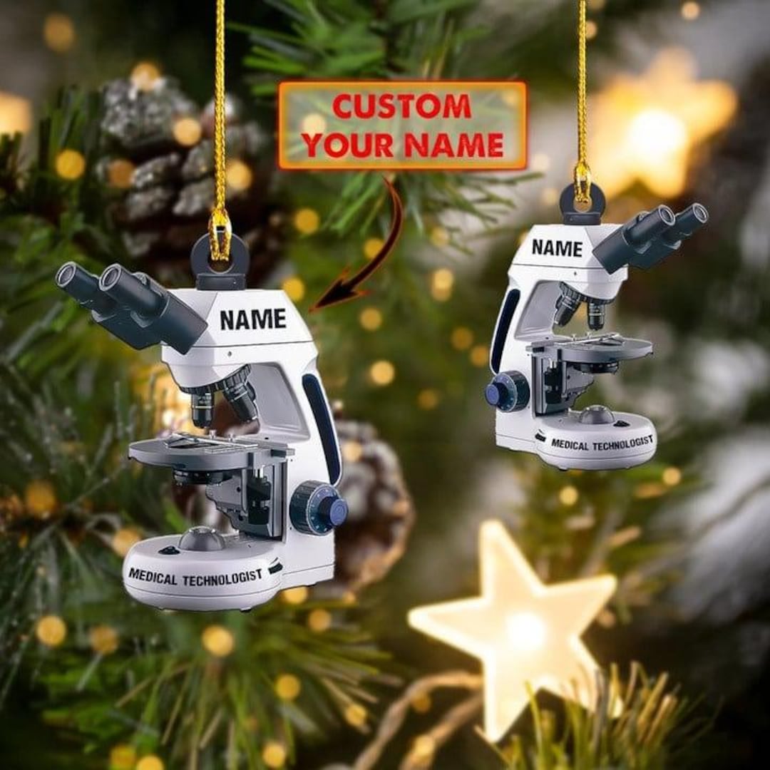 Personalized Medical Microscope Christmas Ornament, Microscope Ornament ...