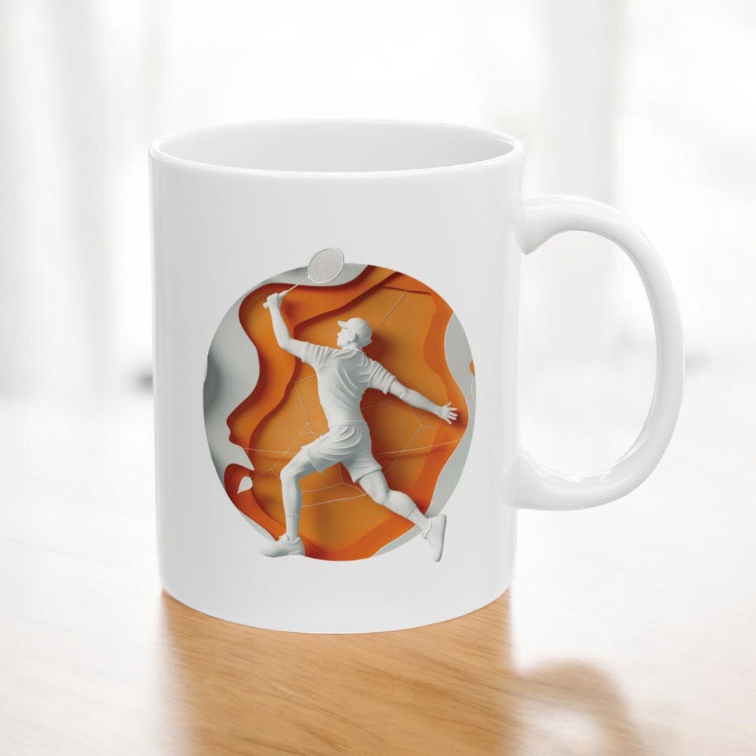 Badminton Mug, Badminton Art Mug, Origami Art Mug, Gift for Badminton ...