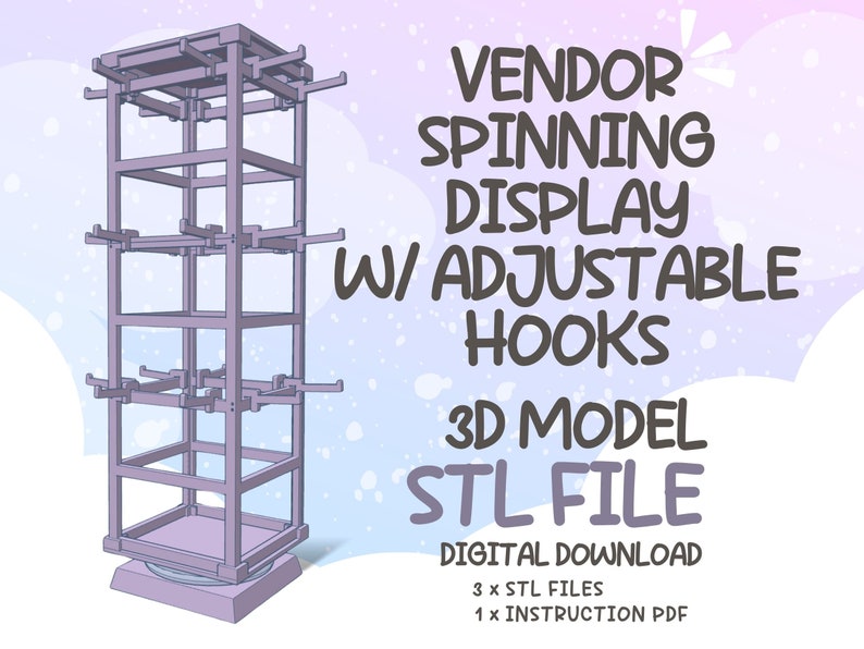3D Model STL File: Spinning Vendor Display With Hooks (digital Download ...