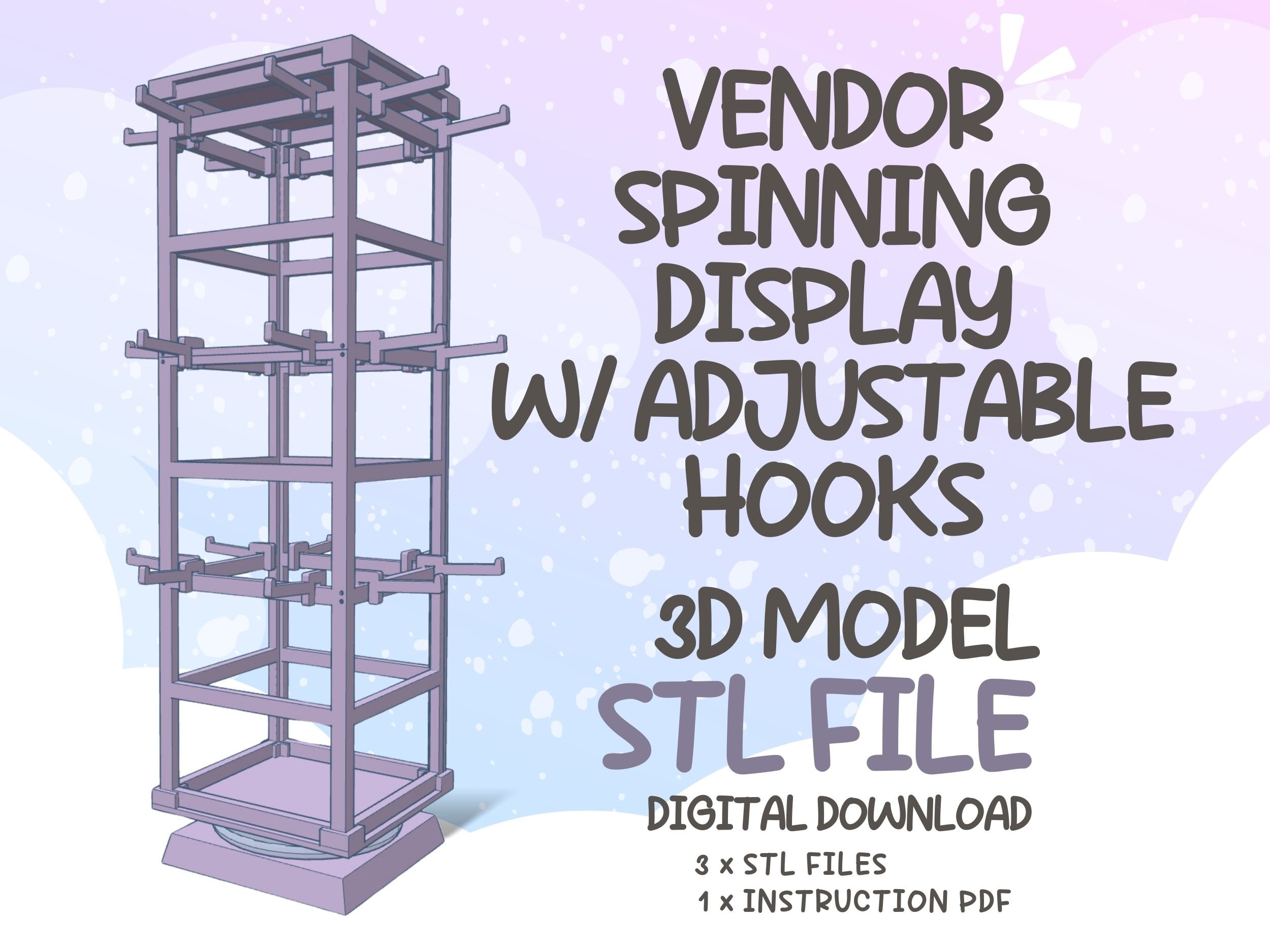 3D Model STL File: Spinning Vendor Display With Hooks (digital Download ...