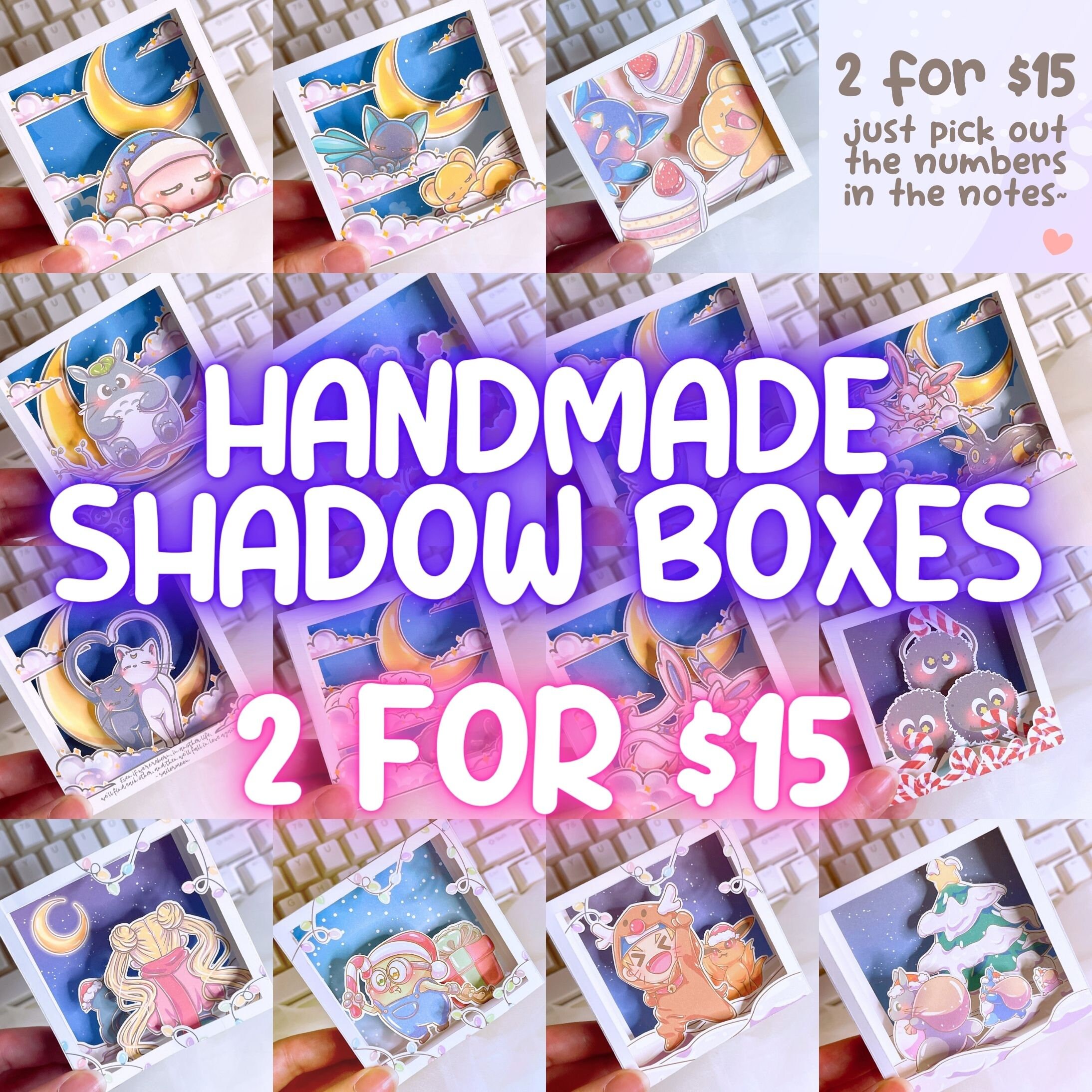 Mini Anime Cartoon Handmade Papercraft Shadow Box, Kirbo, Poke Mon ...