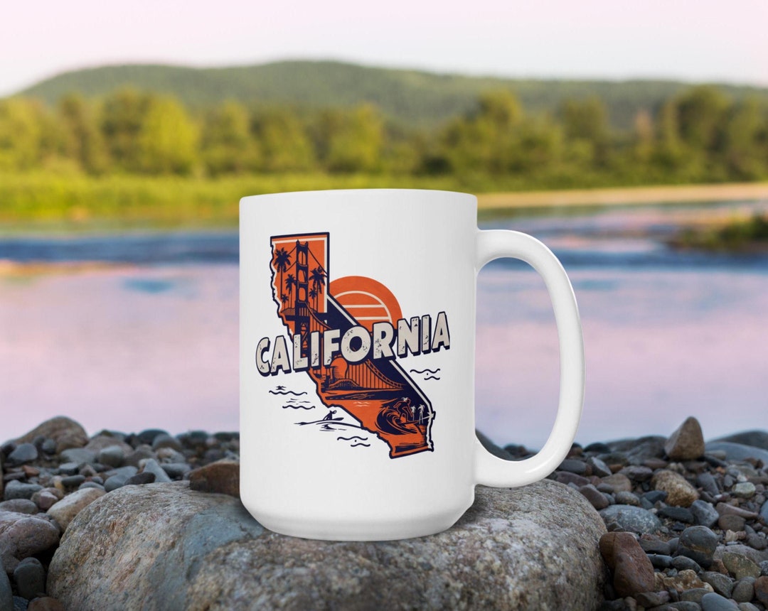 California Retro Ceramic Mug, Love California Mug, Traveler Mug ...