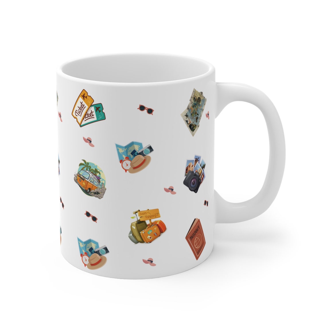 Travel Stickers Ceramic Mug, Travel Mug, Ceramic Mug, Cute Travel Mug ...
