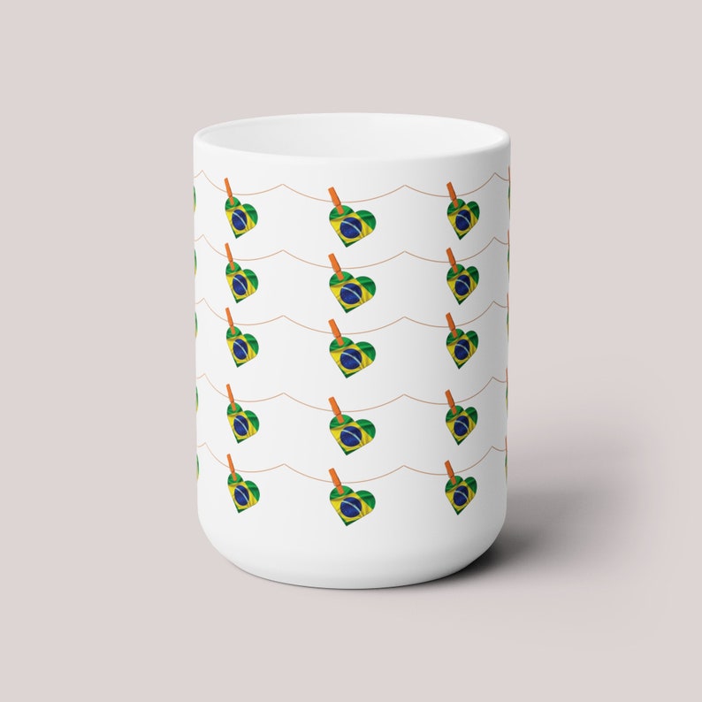 Heart Brazilian Flag Mug, Brazil Flag Coffee Mug, Brazilian Flag Mug ...