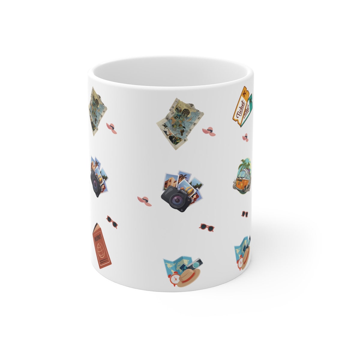 Travel Stickers Ceramic Mug, Travel Mug, Ceramic Mug, Cute Travel Mug ...